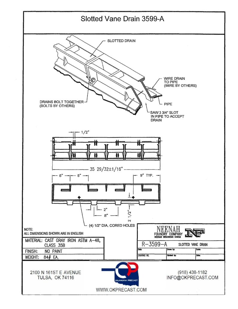 Slotted Vane Drains - Oklahoma Precast